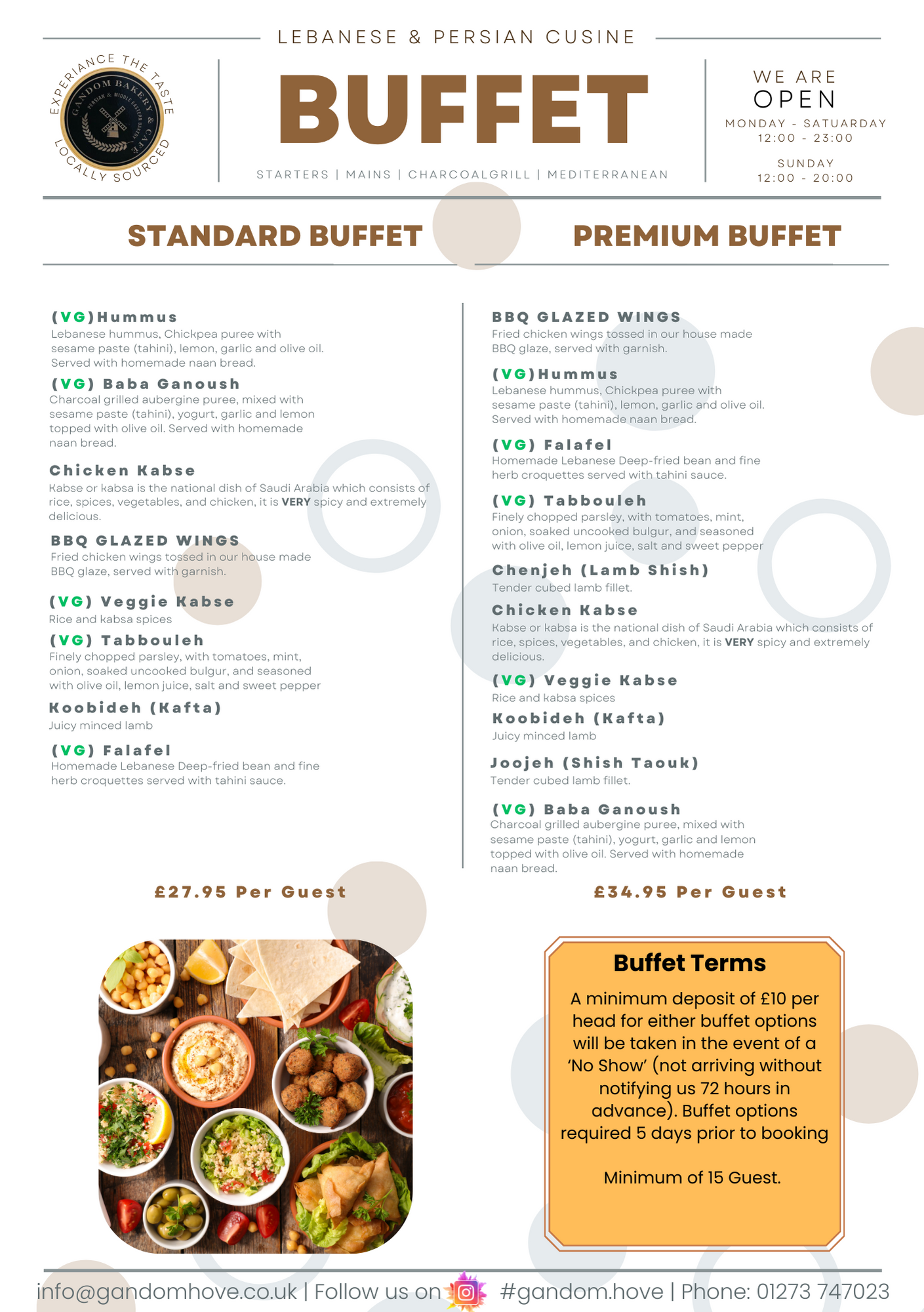 Gandom Hove Menu - Persian & Middle Eastern Restaurant