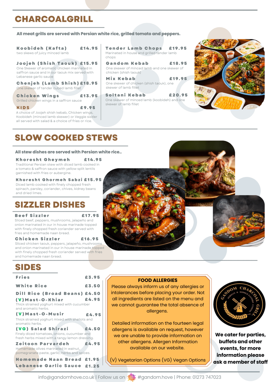 Gandom Hove Menu - Persian & Middle Eastern Restaurant